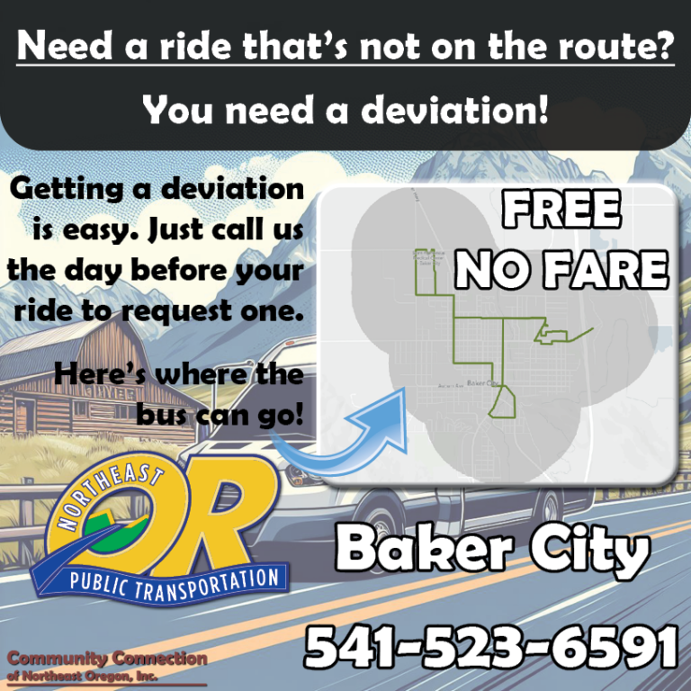 Baker City Bus Route – Community Connection of Northeast Oregon
